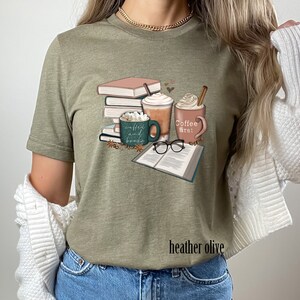 Cute Books and Coffee Shirt, Coffee Lover Gift, Book Lover Gift, Book ...