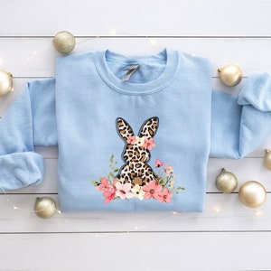 Floral Bunny Sweatshirt, Cute Easter Sweatshirt, Spring Sweater, Floral ...