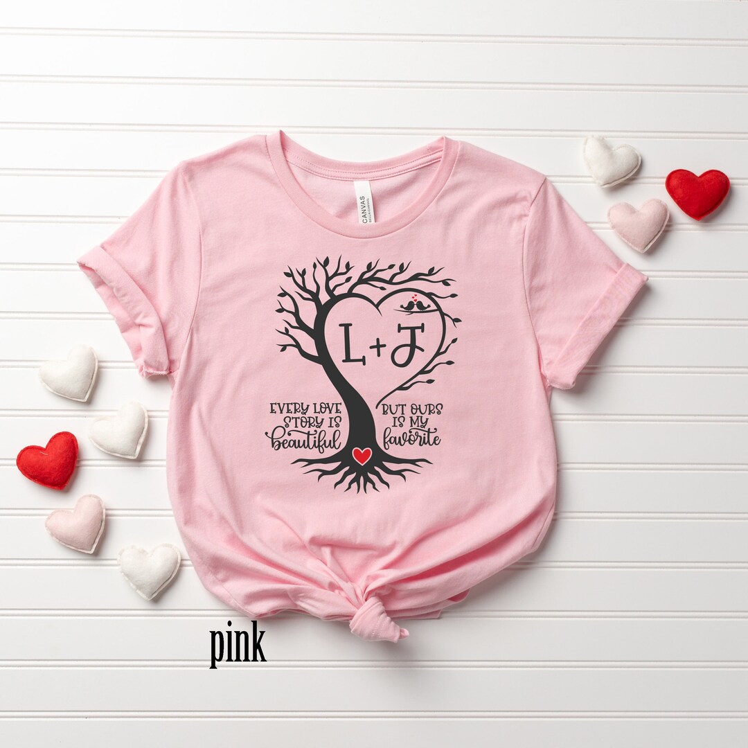 Personalized Valentine Heart Tree Shirt, Custom Couple Names Shirt ...