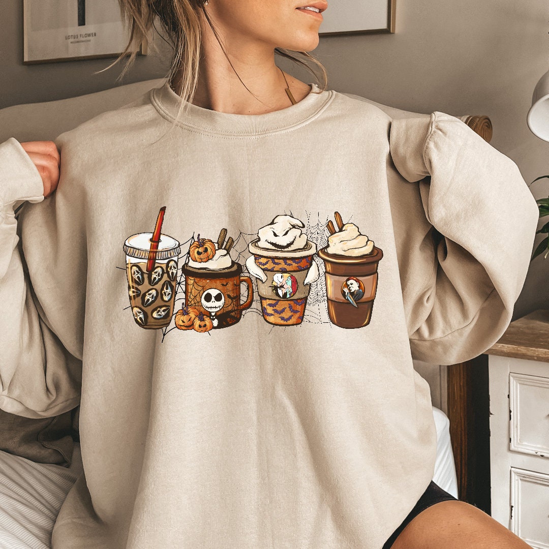 Skeleton Coffee Halloween Sweatshirt ,halloween Horror Coffee ...