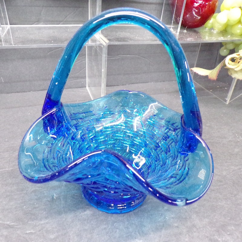 Vintage Glass Basket - Etsy