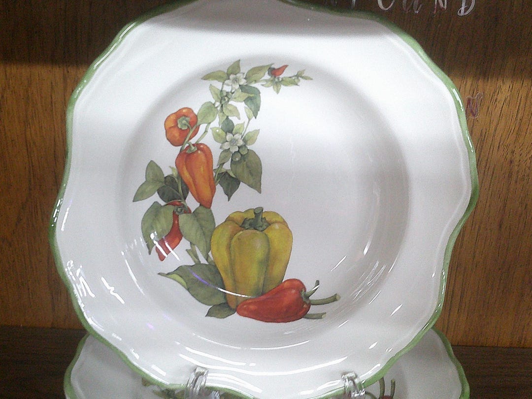 2412 Ceramica Due Torri per Alimenti 9.5" Peppers Pattern Green ...