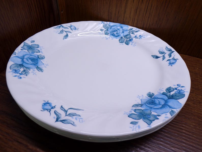 2504 Corelle Blue Velvet Swirl Dinnerware - Blue Roses - Great ...