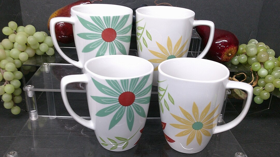 2402058 Set of 4 Corelle Coordinates 4.5 Porcelain Happy Days Coffee ...