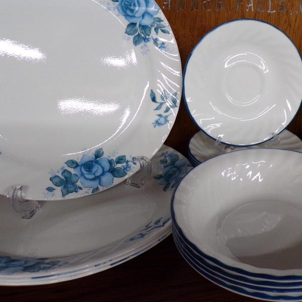 Corelle Blue Dish Set - Etsy