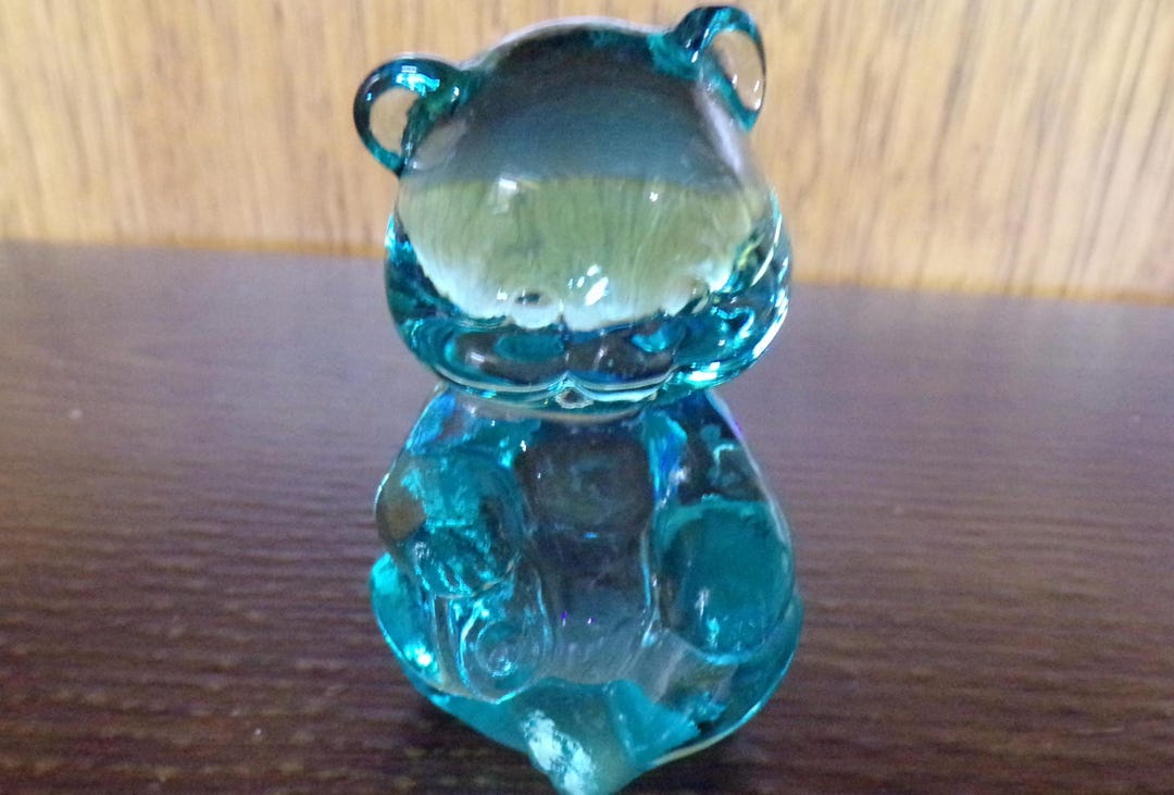 2501 Fenton Glass 3" Teal Mini Bear Fenton Stamp - Great Condition - Etsy