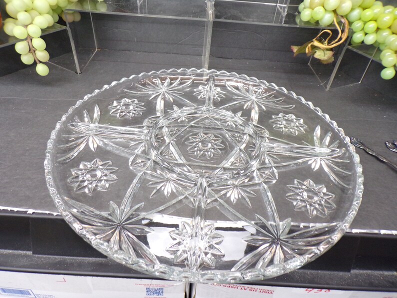 2305 Star of David Divided Buffet Tray W/3 Silver Plated Utensils ...