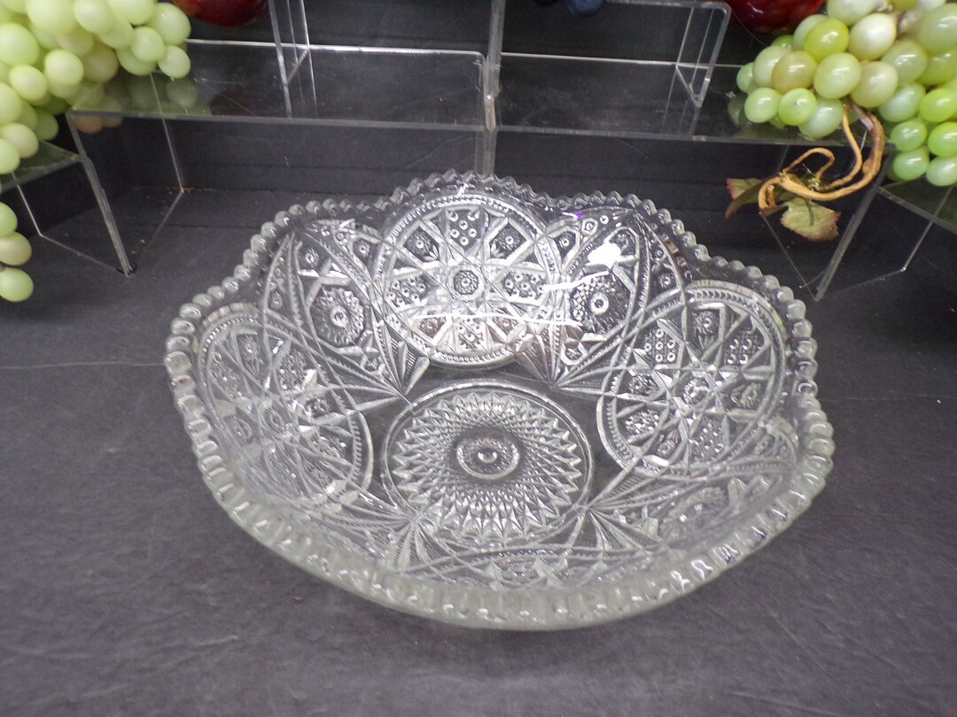 Imperial Glass 10 Ohio Wheels Vintage Clear Pressed Glass Bowl W ...