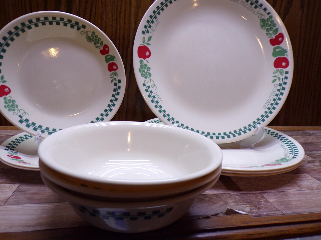 2510 Corelle Farm Fresh Apple Vintage Dinnerware 10 Pc Partial Set ...