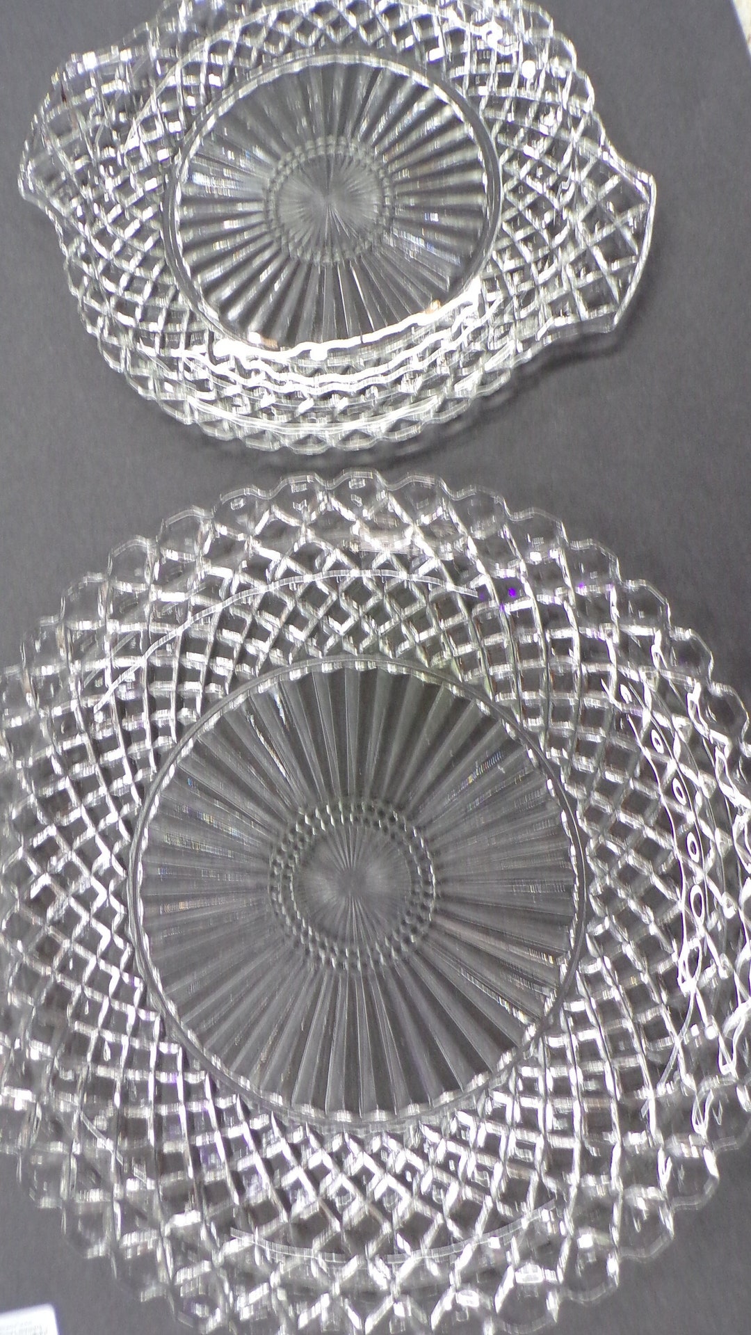 2210260 Vintage Pair Diamond Cut Criss Cross Pattern Serving - Etsy