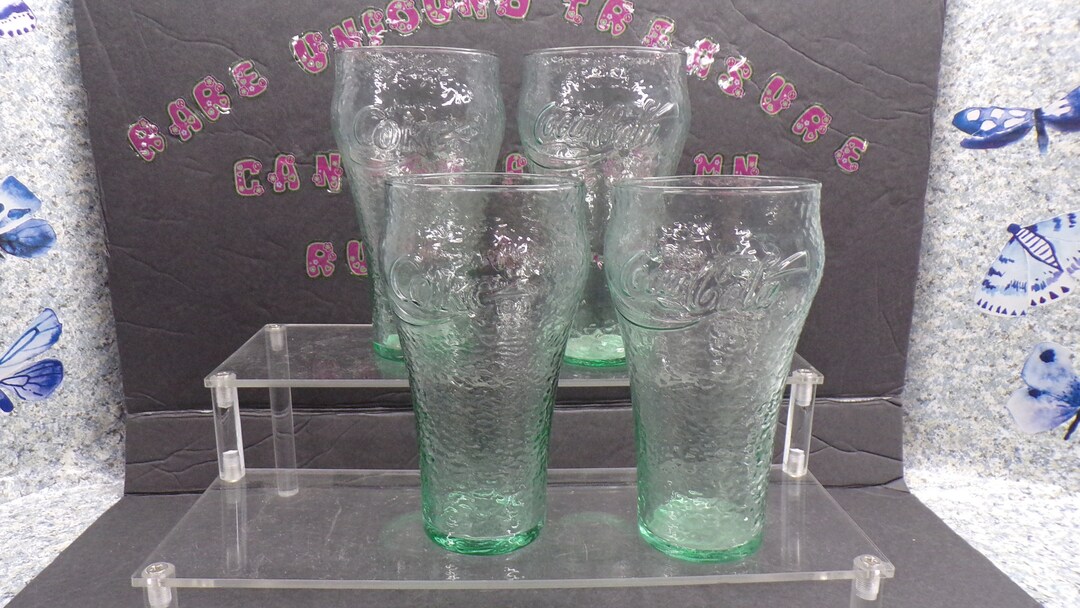 2212 Coca-cola Coke Green Dimple Pebbled Textured 6" Cola Tumblers Set ...