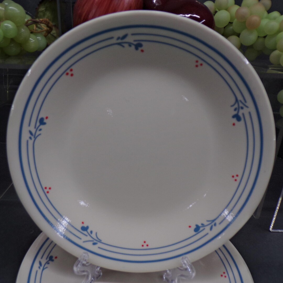 2301 Corelle Country Violets Ivory 6.75"bread Plates Set of 4 With Blue ...