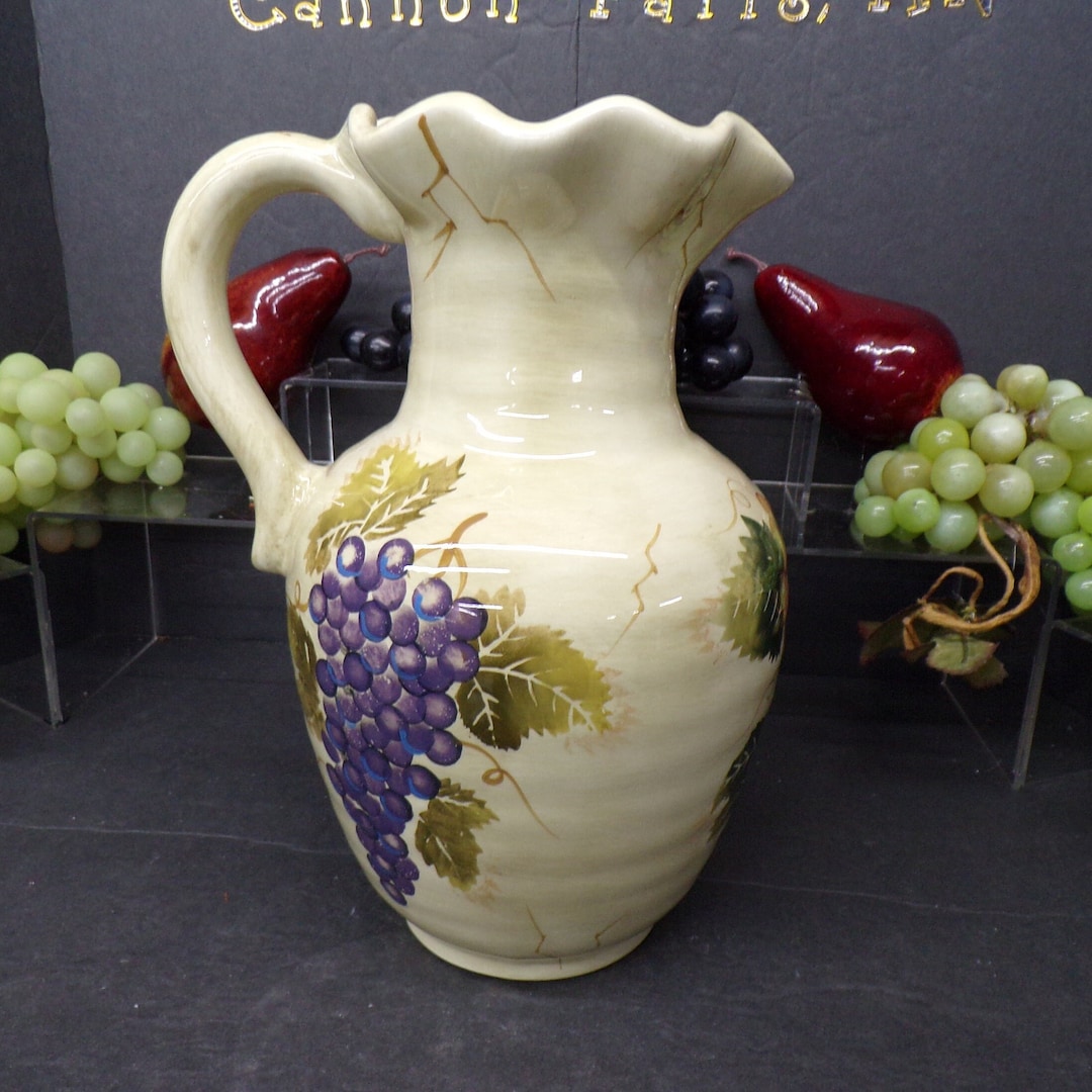 2305150-C2 Vintage cabernet Hand Painted Grape & Leaf Stoneware 10 ...