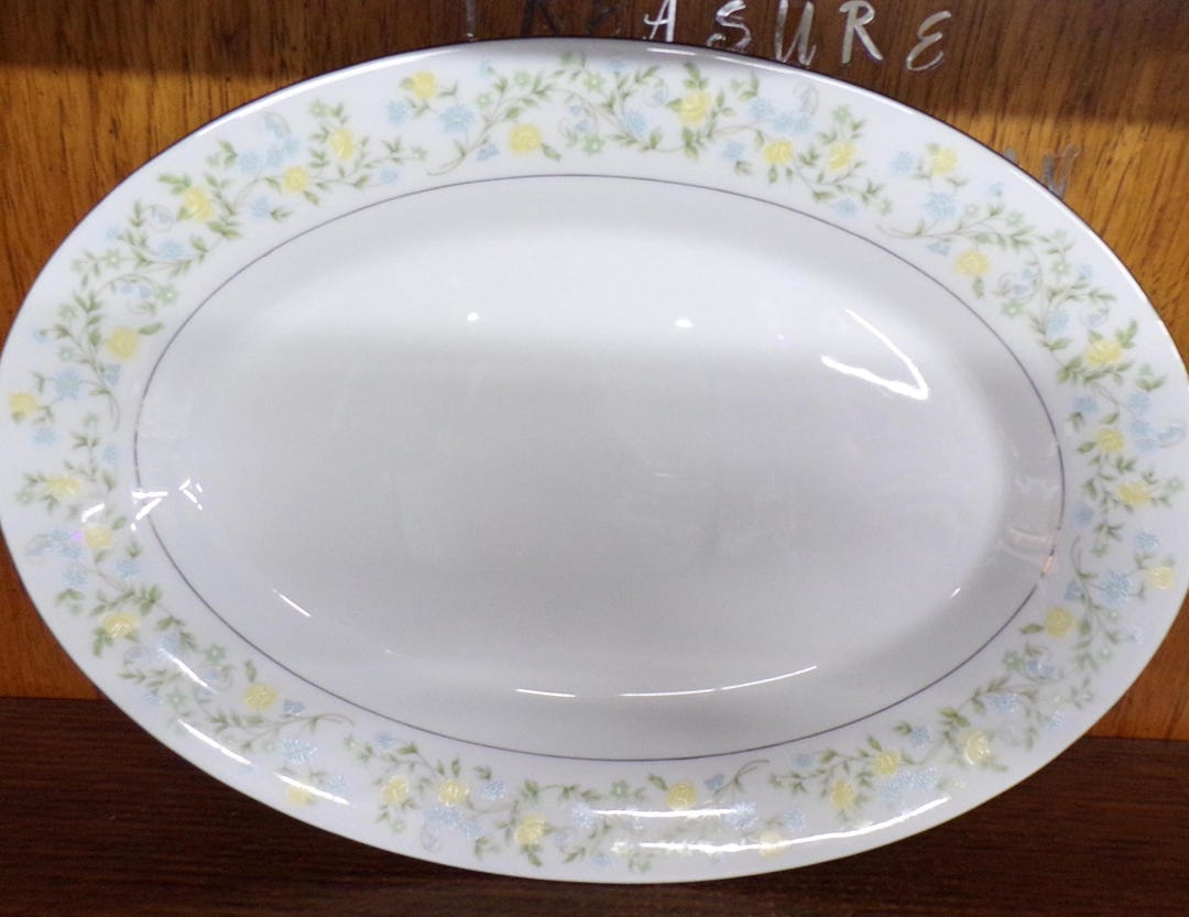 2505 Crown Ming Spring Garden Fine China Silver Rim Yellow & Blue ...