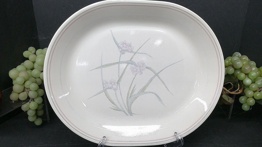 Corelle Spring Pond Beige 12 X 10 Oval Serving Platter Great Condition ...