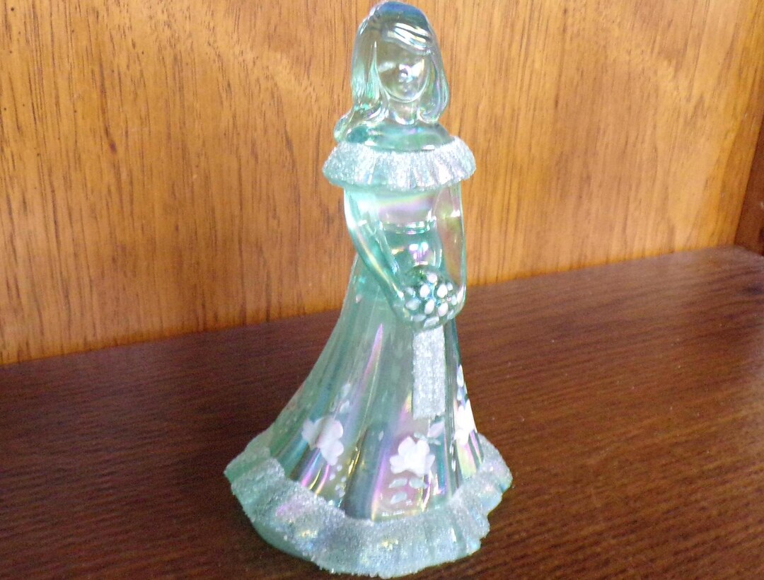 2501 Fenton Glass 7.25" Bridesmaid Hand-painted Flowers on Mint Green ...