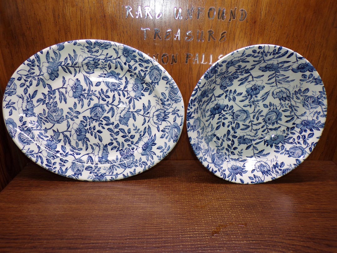 2506 Churchill Blue Peony & Roses Floral Dinnerware Made in England ...