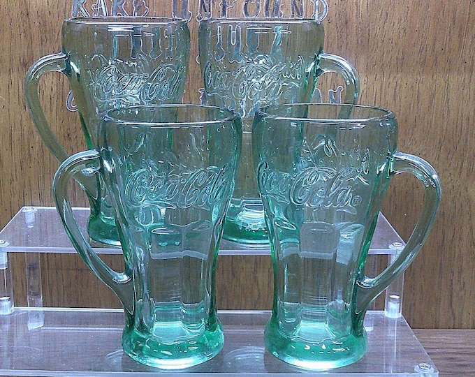 2501 Libbey Thick Green Glass Coca Cola Coke 12 Oz Vintage Mugs W ...