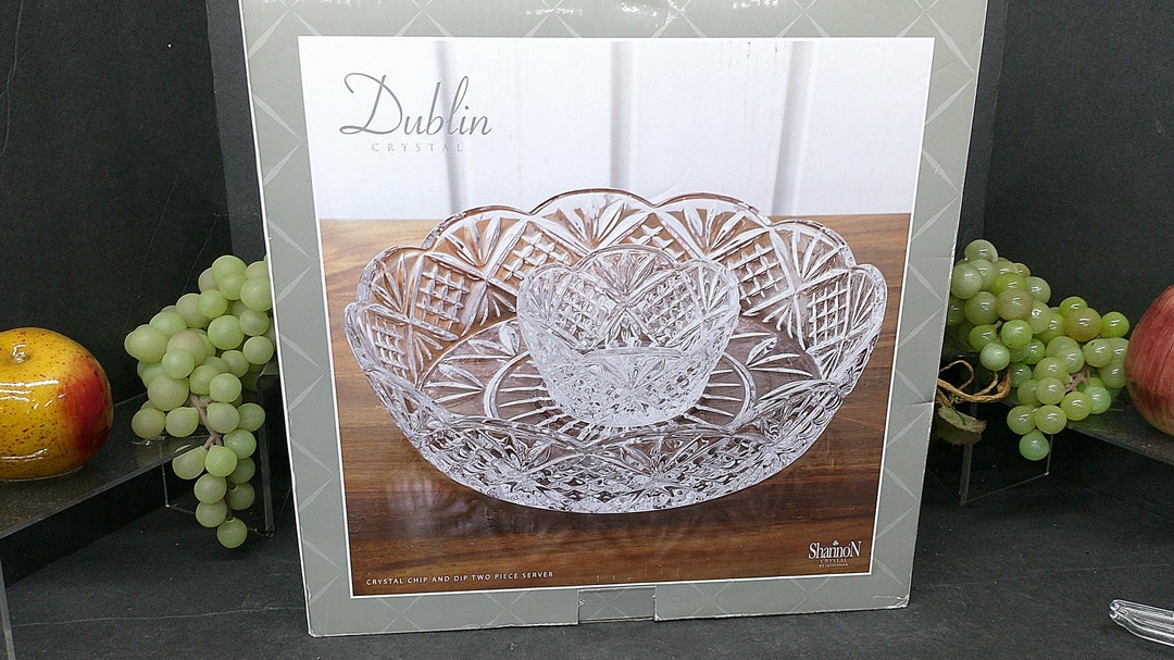 2312 Godinger Shannon 24% Lead Crystal 12" Dublin 2 Pc Vintage Chip ...