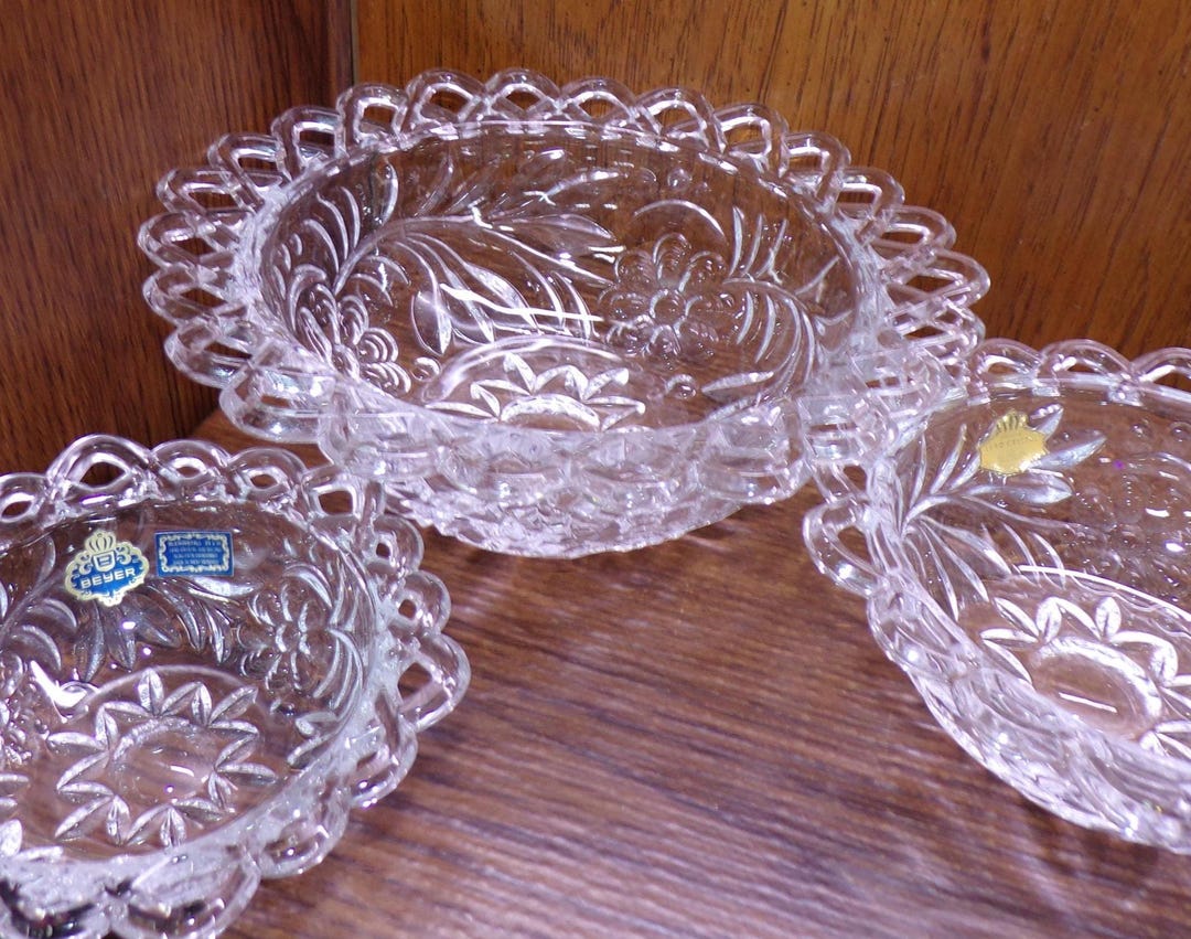 2506 Beyer Glass Company West Germany Vintage 3 Pc Lattice Edge 24% ...