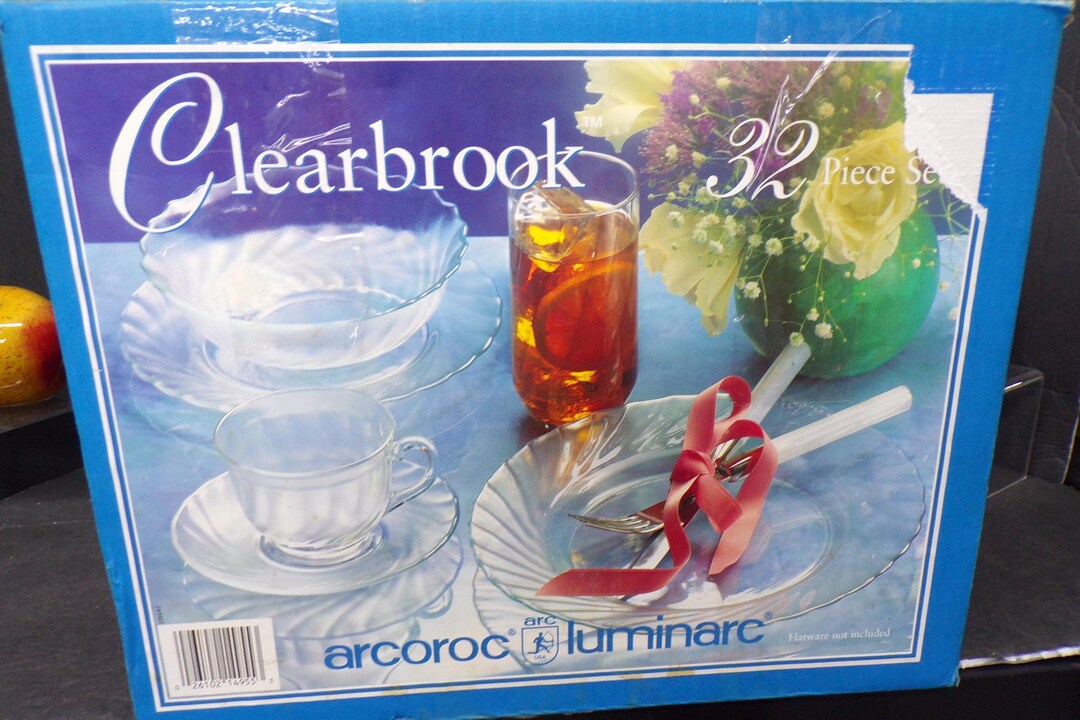 2309 Arcoroc Luminarc Clearbrook 32 Pc Dinnerware Set New in Open Original Box - Made in France ...