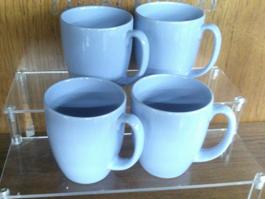 Corelle Stoneware 12 Oz 4 Tall Baby Blue / Light Blue Coffee Mugs ...