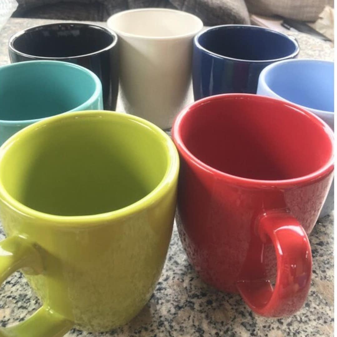 Corelle Ceramic Stoneware 4 Solid Color Coffee Cups / Mugs 12 Oz Great ...