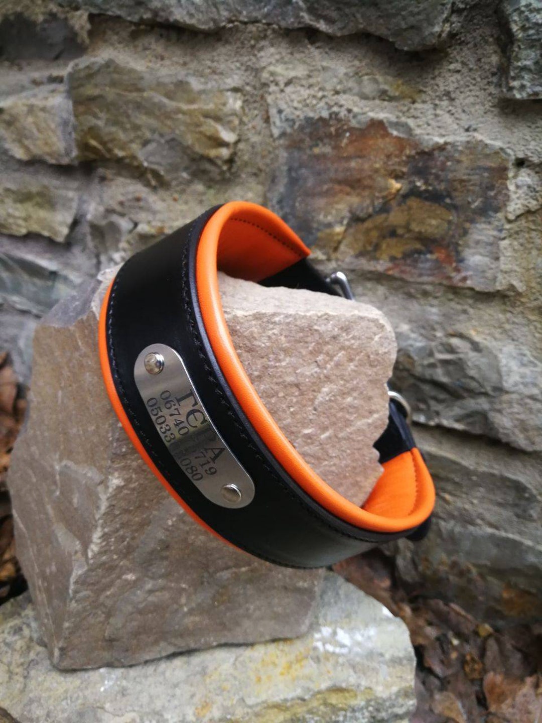 Personalized 2 in Wide Padded Leather Dog Collar With Metal Nameplate ...
