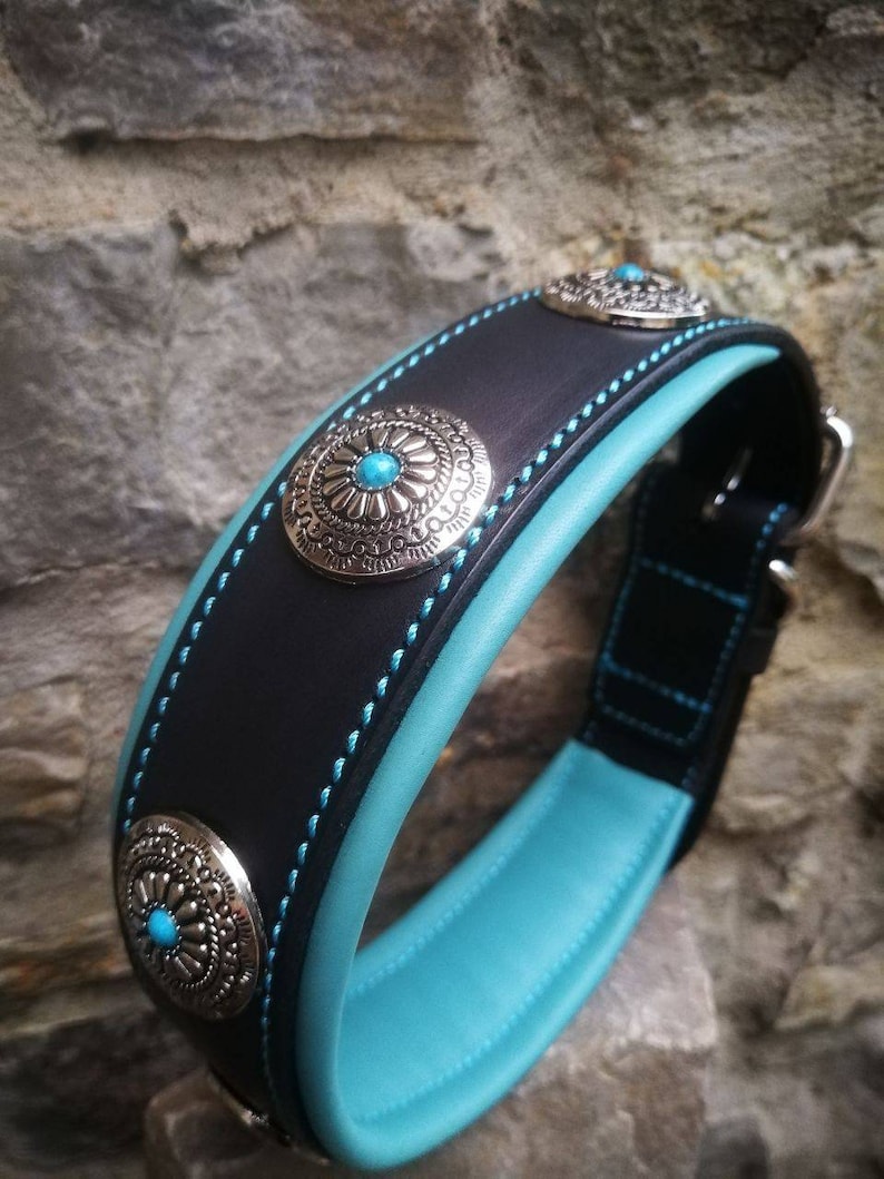 Turquoise Dog Collar Leather Turquoise Stone Dog Collar - Etsy