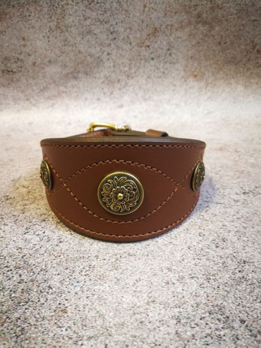 Brown Leather Hound Collar, Basset Hound Dog Collar, Leather Whippet ...