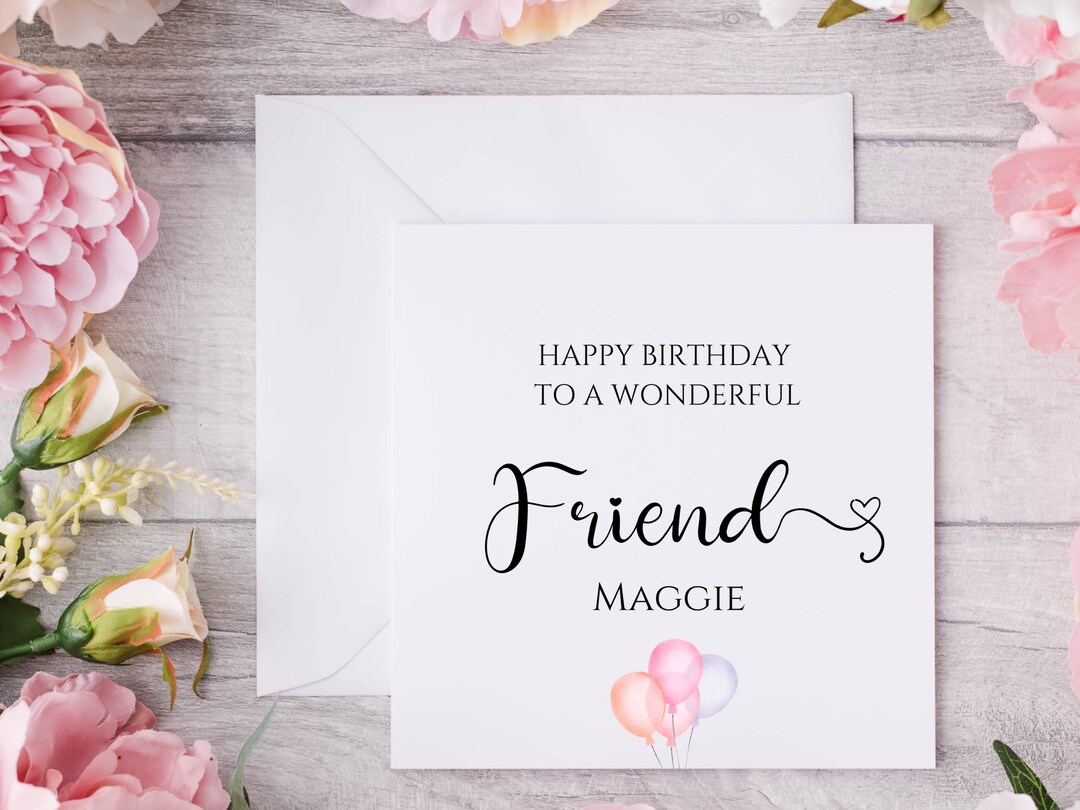 Personalised Friend Birthday Card Minimalist Design With Beautiful ...