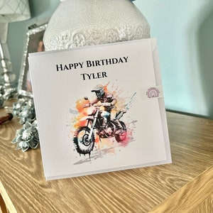 Personalized Motorbike Birthday Card: Colour Splash Motorcycle Design ...