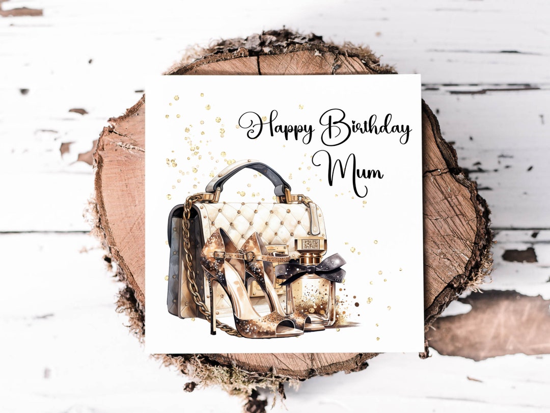 Glam Birthday Card for Mum: Handbag, Heels & Perfume - Etsy UK