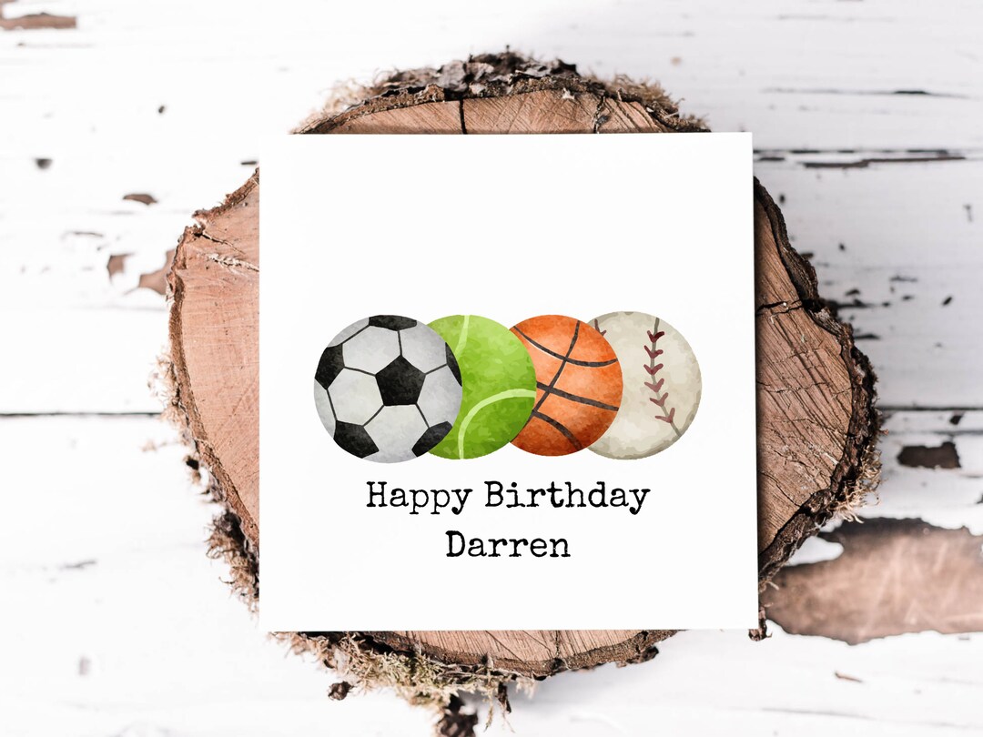 Personalised Sports Ball Birthday Card for Him, Perfect Card for Sports ...