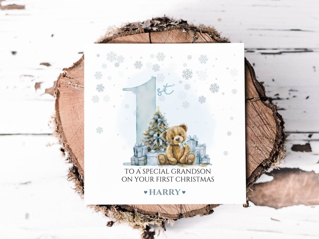 Special Grandson First Christmas Card Personalised With Name, Beautiful ...