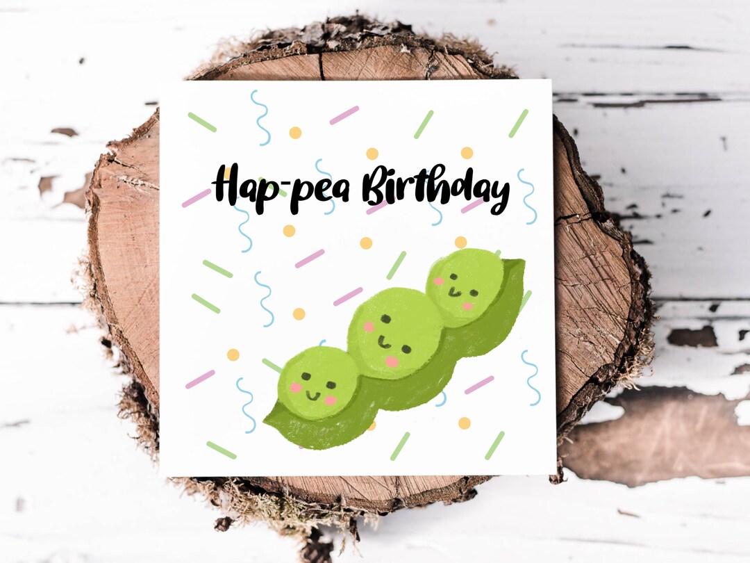 Cute Funny Pea Birthday Card for Her Hap-pea Birthday Card - Etsy