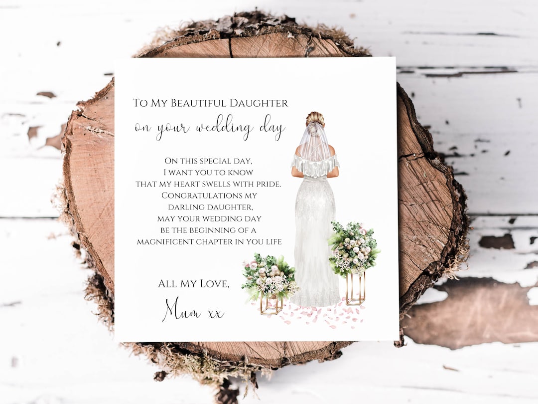 To My Daughter Wedding Day Card, Beautiful Card With Poem for Daughter ...