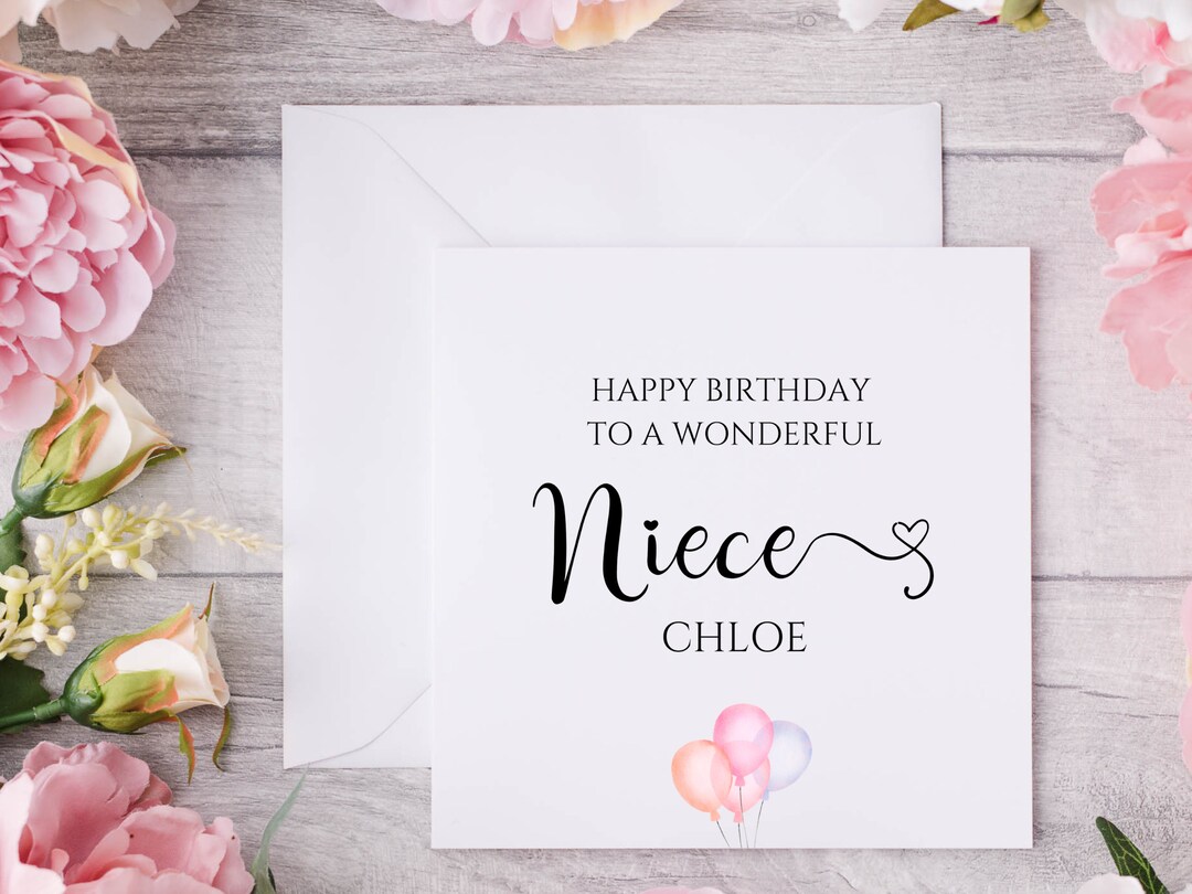 Personalised Niece Birthday Card Minimalist Design With Beautiful ...