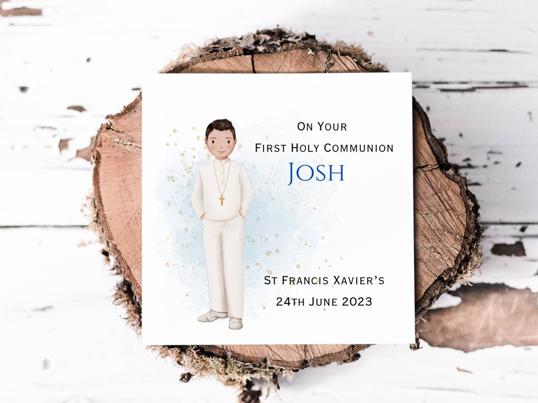 Personalised First Holy Communion Card for Son or Grandson Keepsake ...