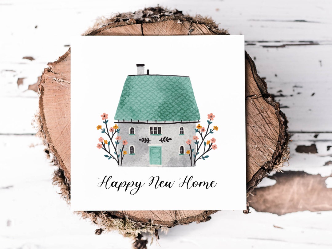 New Home Card With Pretty Little House Illustration, Card for Sister or ...