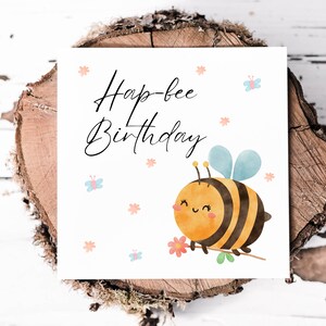Bee Birthday Card for Her, Happy Hap-bee Birthday Card for Friend, or ...