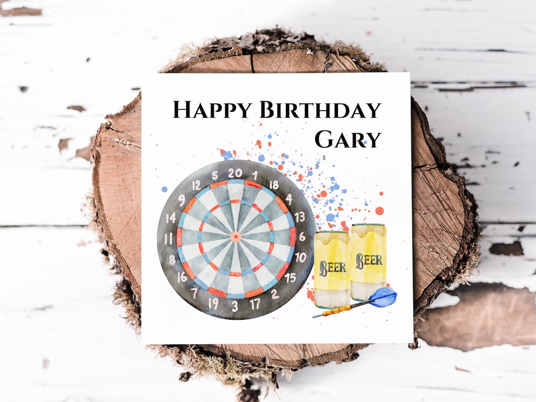 Darts Theme Birthday Card for Him Personalised With Name, Perfect Card ...