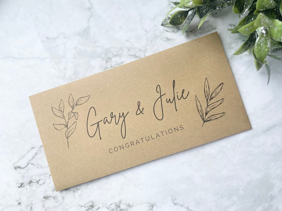 Personalised Gift Envelope for Engagement or Wedding Gift, Personalised ...