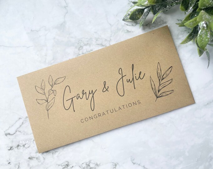 Personalised Gift Envelope for Engagement or Wedding Gift, Personalised ...
