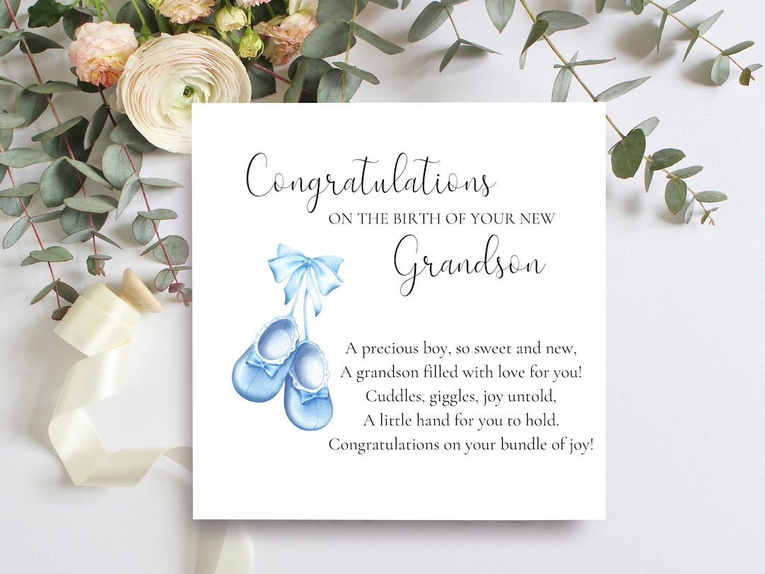 New Grandson Card: Congratulations for Grandparents - Etsy