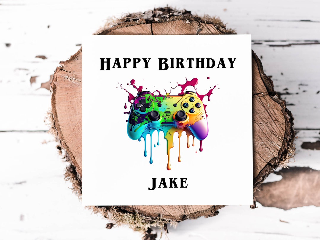 Gaming Controller Birthday Card With Name for Him, Teenage Son, Nephew ...