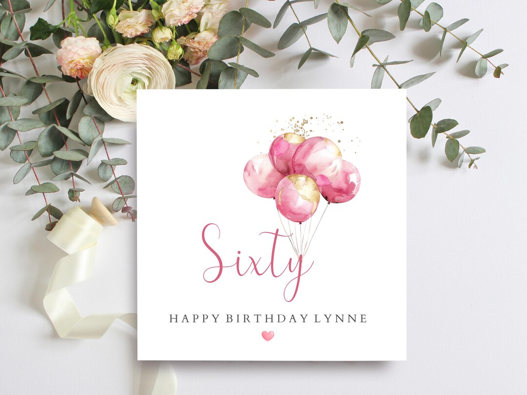 60th Birthday Card Personalised With Name for Friend, Sister, Auntie ...