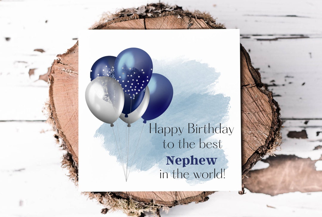 Nephew Birthday Card With Navy Blue and Silver Balloons, Special ...