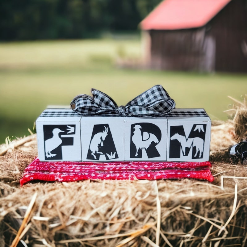 Wooden Farm Animal Blocks - Etsy