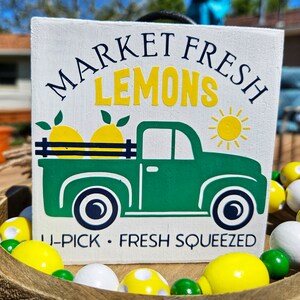 Wooden Market Fresh Lemon Sign for Tiered Tray, Lemon Farm Truck Sign ...